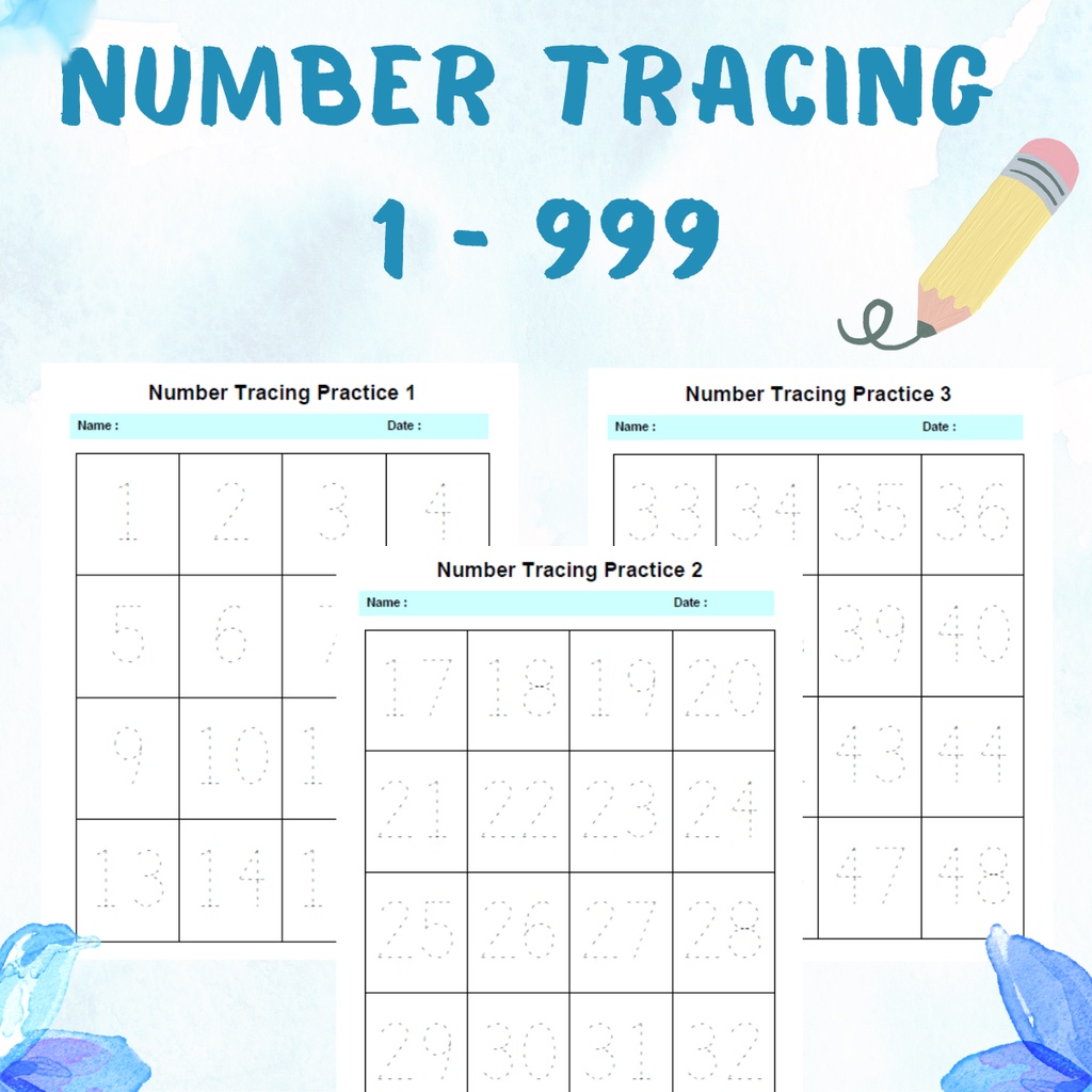 Number Tracing 1- 999 , Preschool Worksheet , Latihan -Latihan | Shopee ...