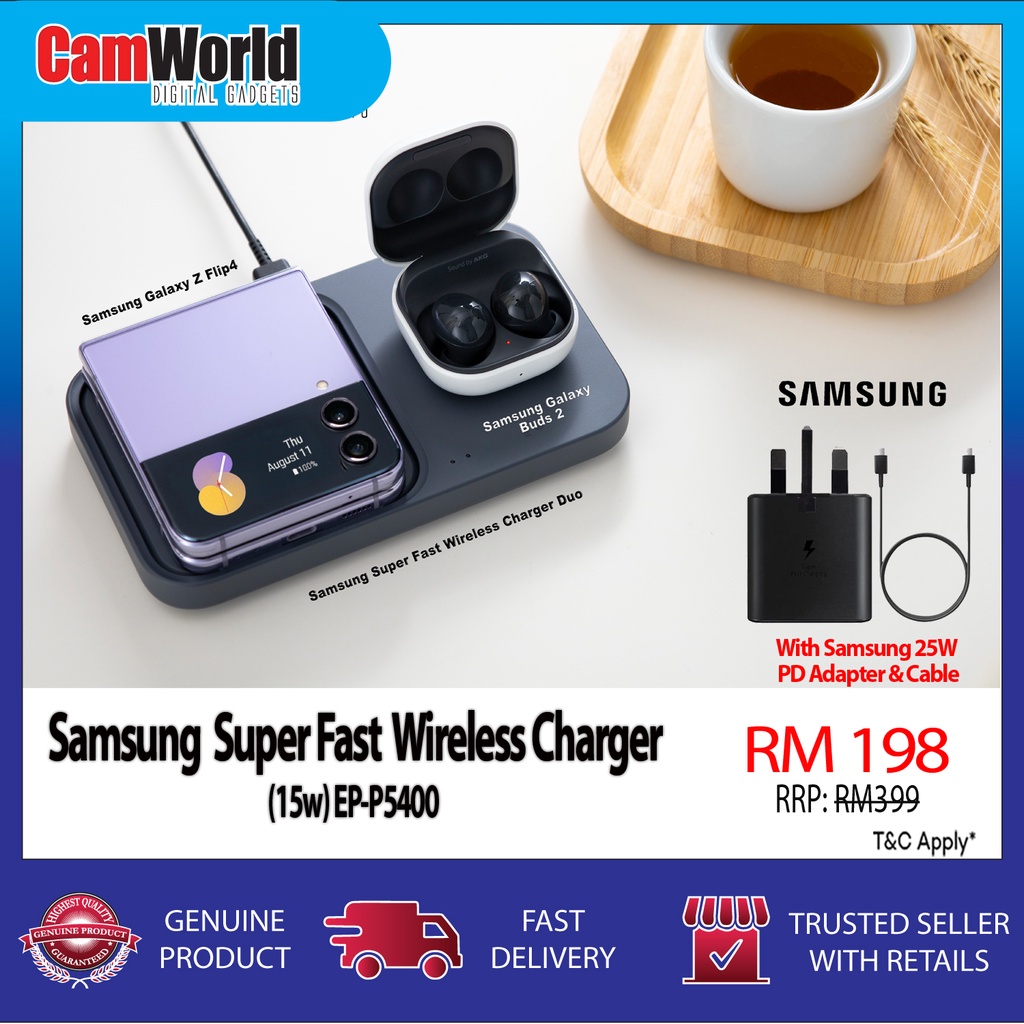 Original Samsung Super Fast Wireless Charger Duo (Up To 15W Fast ...