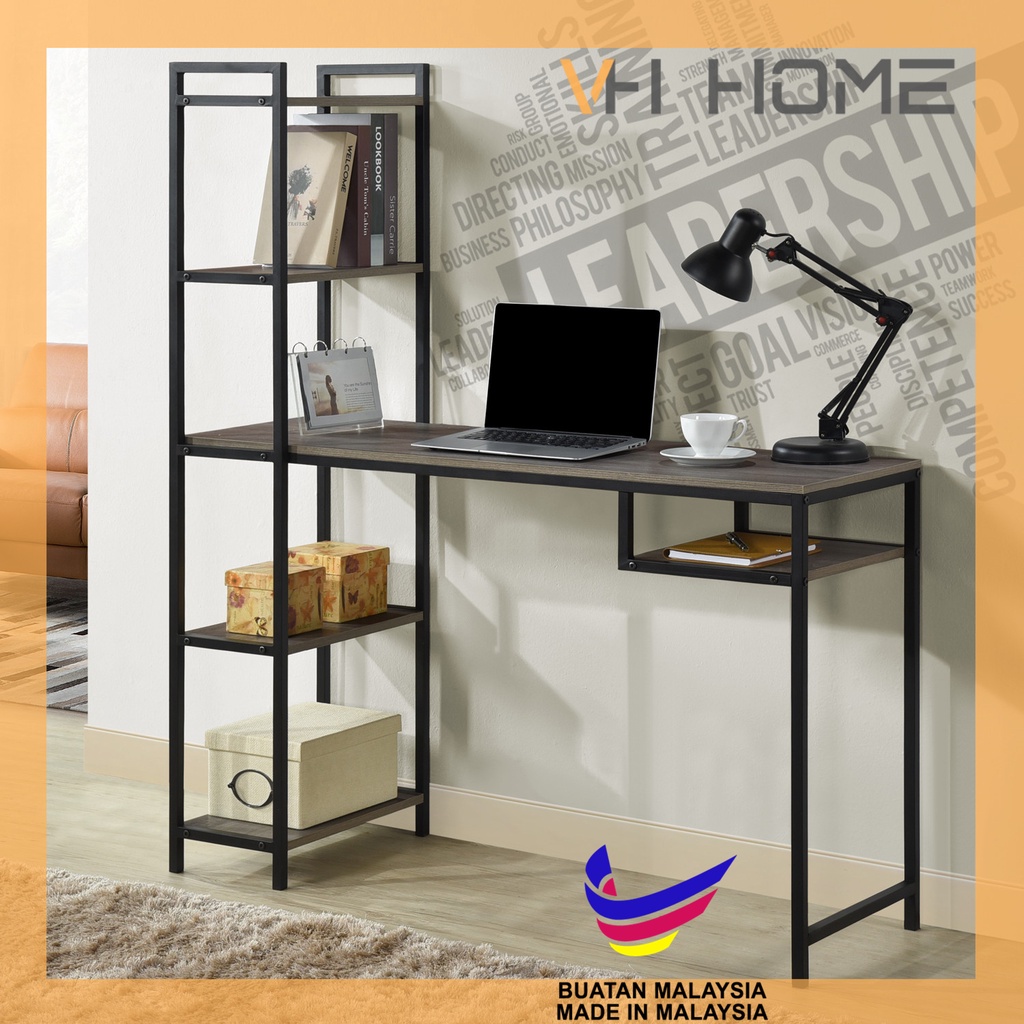 VH Study Table Study Desk With Side Bookshelves Modern Simple Writing ...