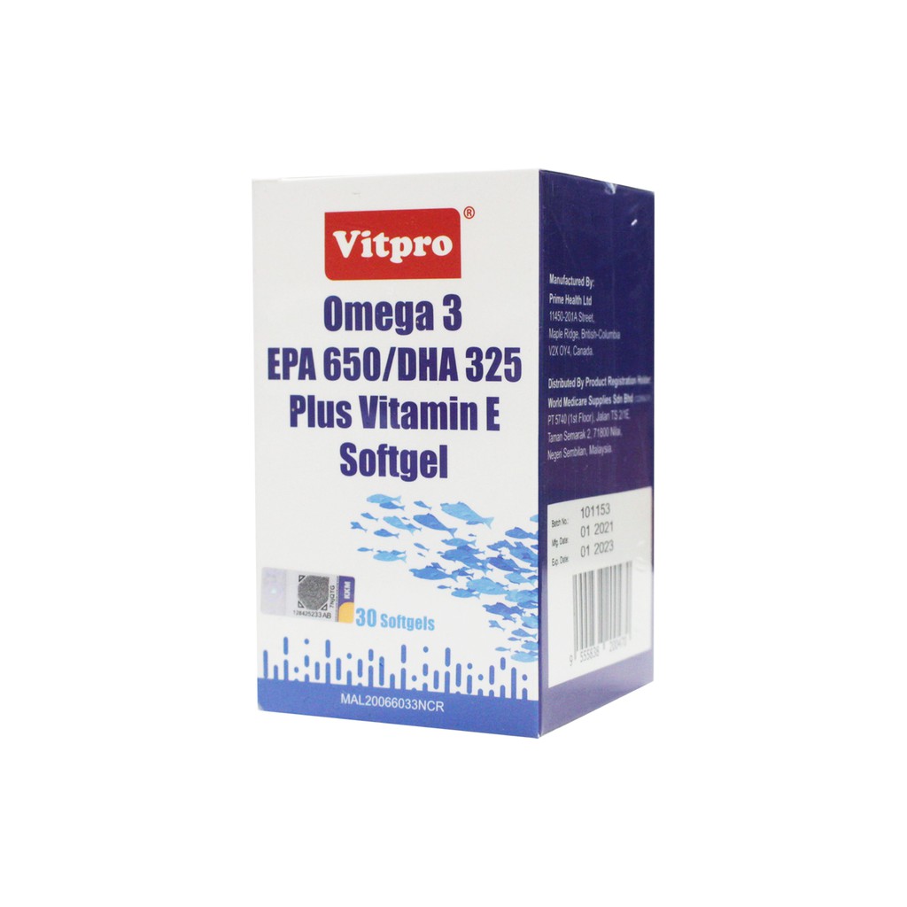 Vitpro Omega 3 EPA 650/DHA 325 + Vit E 30's | Shopee Malaysia