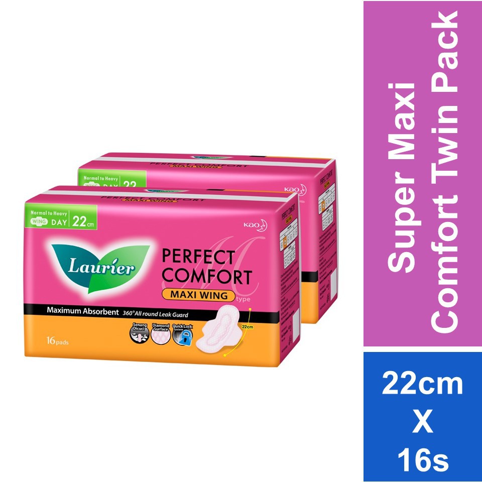 LAURIER Super Maxi Wing A.Comfort TP 22cm x 16s | Shopee Malaysia
