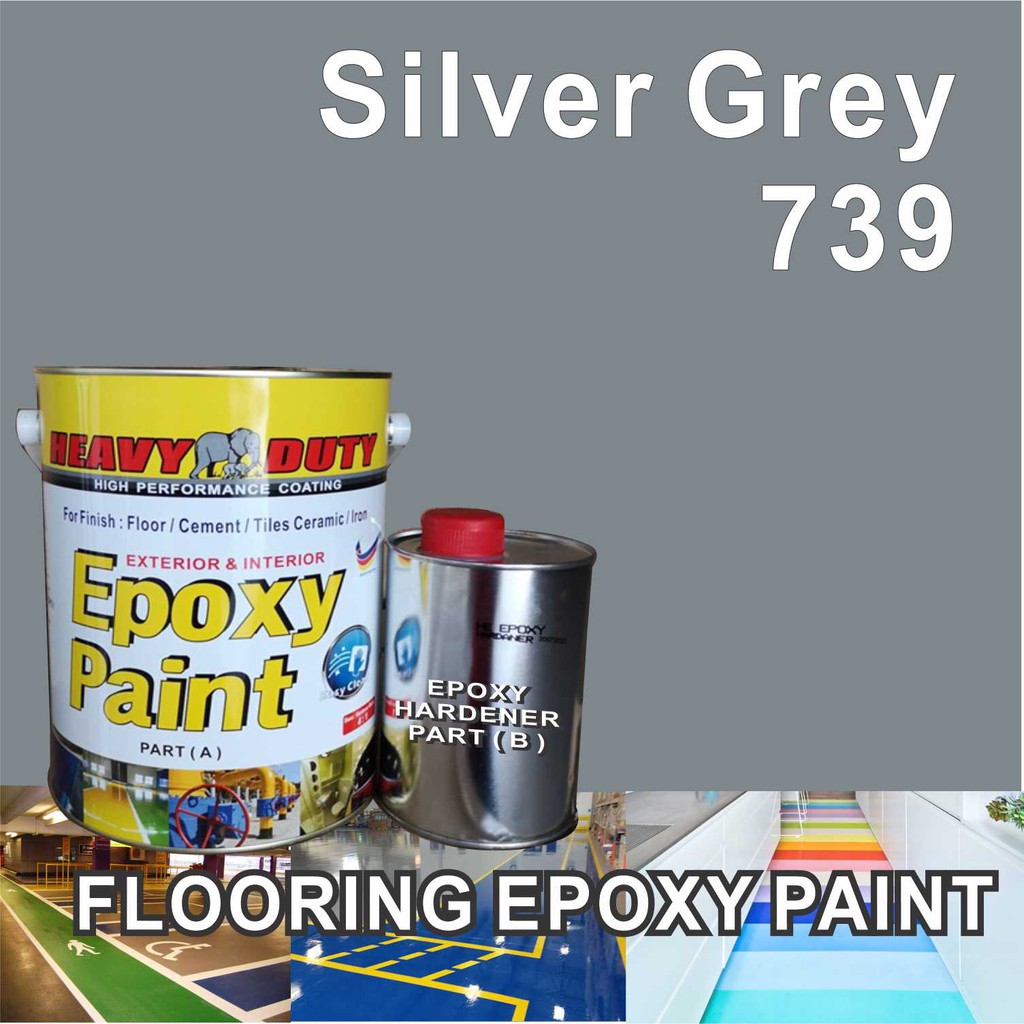 SILVER GREY 739 ( 1L ) HEAVY DUTY EPOXY FLOOR PAINT ( WATERPROOF ...
