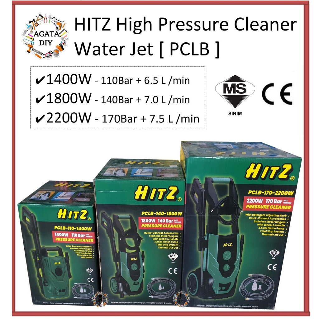 HITZ Waterjet High Pressure Cleaner Water Jet [ PCLB ] 1400W 1800W ...