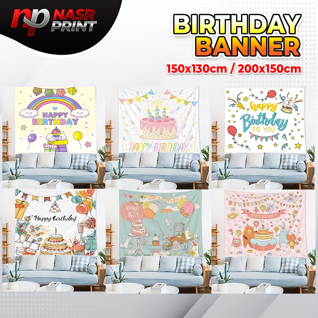 Readystock Birthday Backdrop Banner Props Birthday Banner Hari Jadi ...