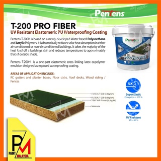 PENTENS T200 Pro Fiber 5KG Ultimate Elastic Acrylic Waterproofing ...