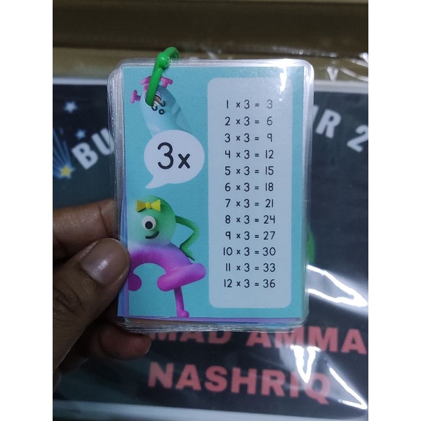 flashcard sifir 2-12 laminate handmade saiz poket with free gift ...
