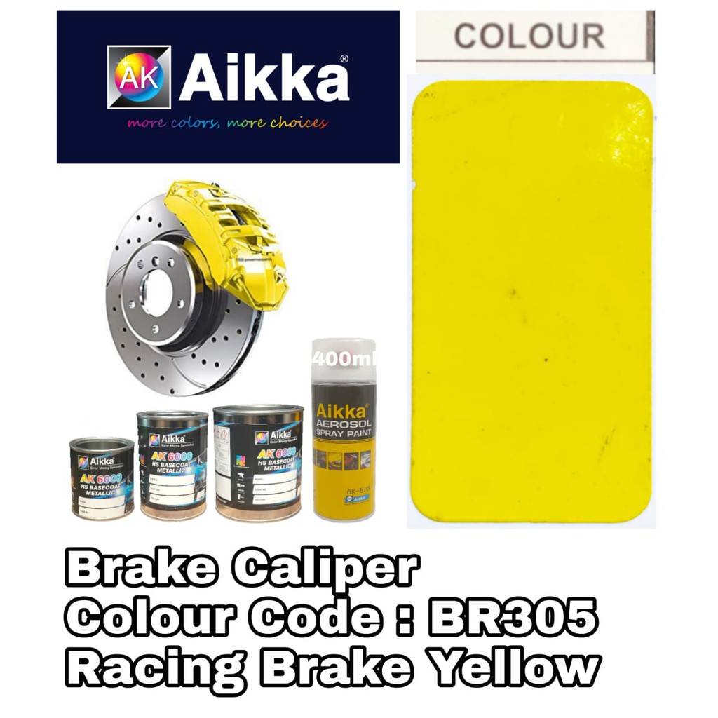 Aikka Brake Caliper Paint BR305 Racing Brake Yellow 400ml Cat Kereta ...
