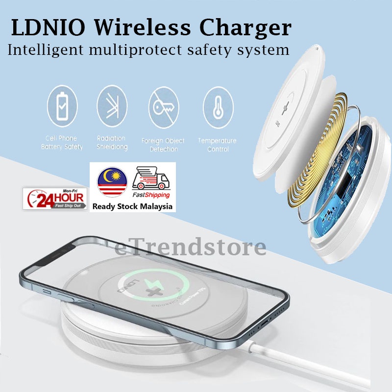 LDNIO AW003 32W Desktop Wireless Charger 1 PD+1 QC3.0 +2 USB-A Ports ...