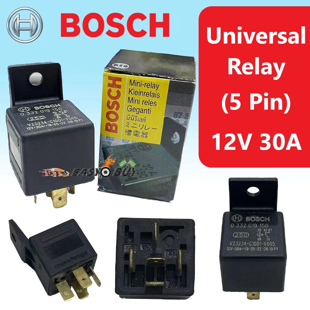 Genuine Original Portugal Bosch Relay 5pin 12V - Universal Automotive Car Relay - 12V 30A 5 PIN ...