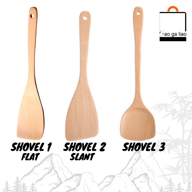Bao Ga Liao Sudip Kayu Wooden Shovel Spatula Cooking Utensil | Shopee ...
