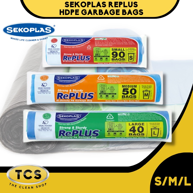 Sekoplas RePlus High Density PE Garbage Bag (S/M/L - 90/50/40 bags ...