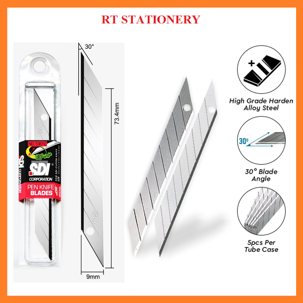 SDI Cutter Knife Blade Refill 1361C/ SDI 30 Degree Angle Snap Blade / Mata Pisau Kecil1361C ...