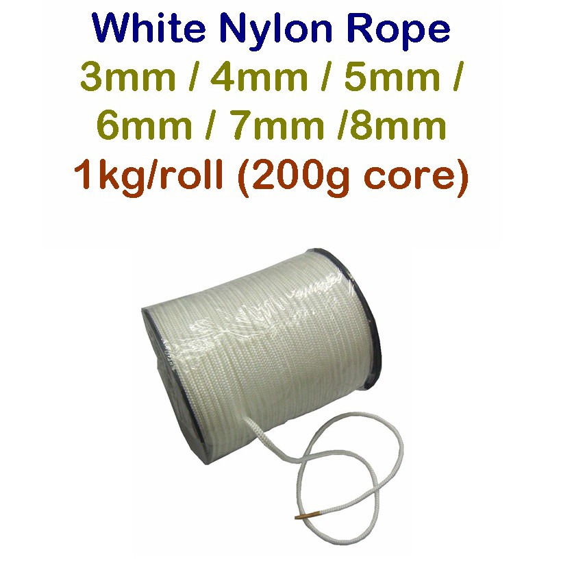 WHITE BRAIDED NYLON ROPE ( 3MM, 4MM, 5MM ,6MM, 7MM, 8MM ) | Shopee Malaysia