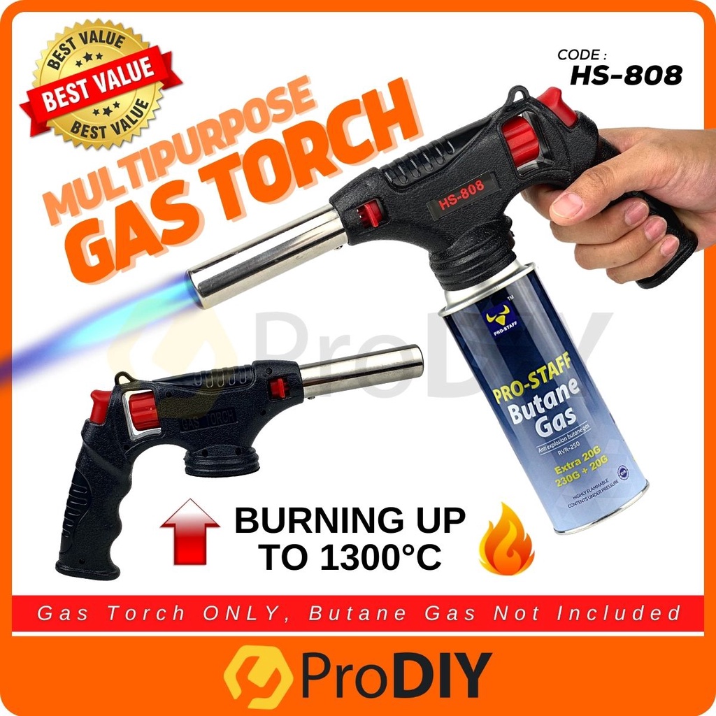 HS-808 Multipurpose Gas Torch Camping Butane Burner Welding Fire Maker Flame Gun Baking Cooking ...
