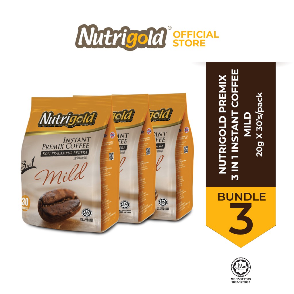 Nutrigold 3 in 1 Premix Instant Coffee Mix [Bundle of 3] | Shopee Malaysia