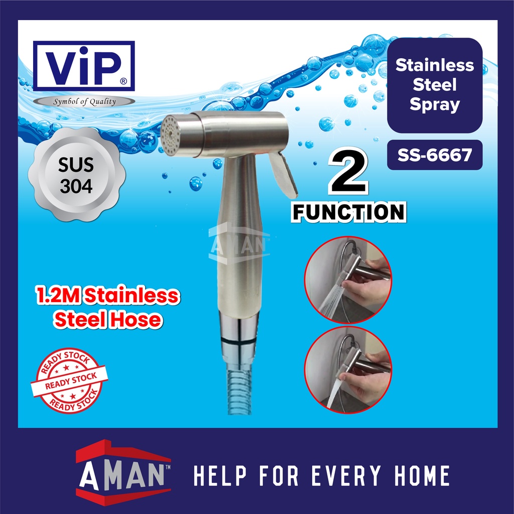 VIP SUS-304 Stainless Steel Dual Function Hand Bidet Spray With ...