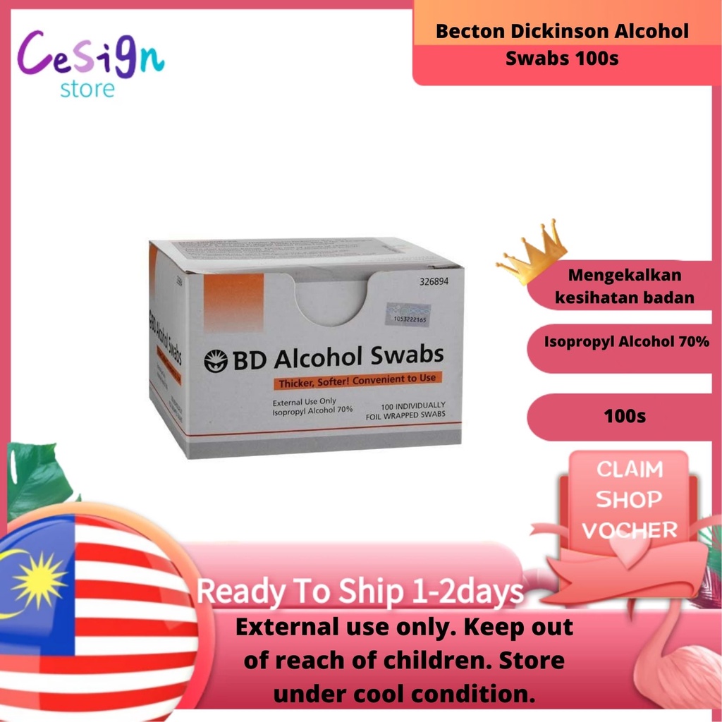 Bd Alcohol Swabs Anti-Bacterial Thicker Softer, 100Ct,, 52% OFF