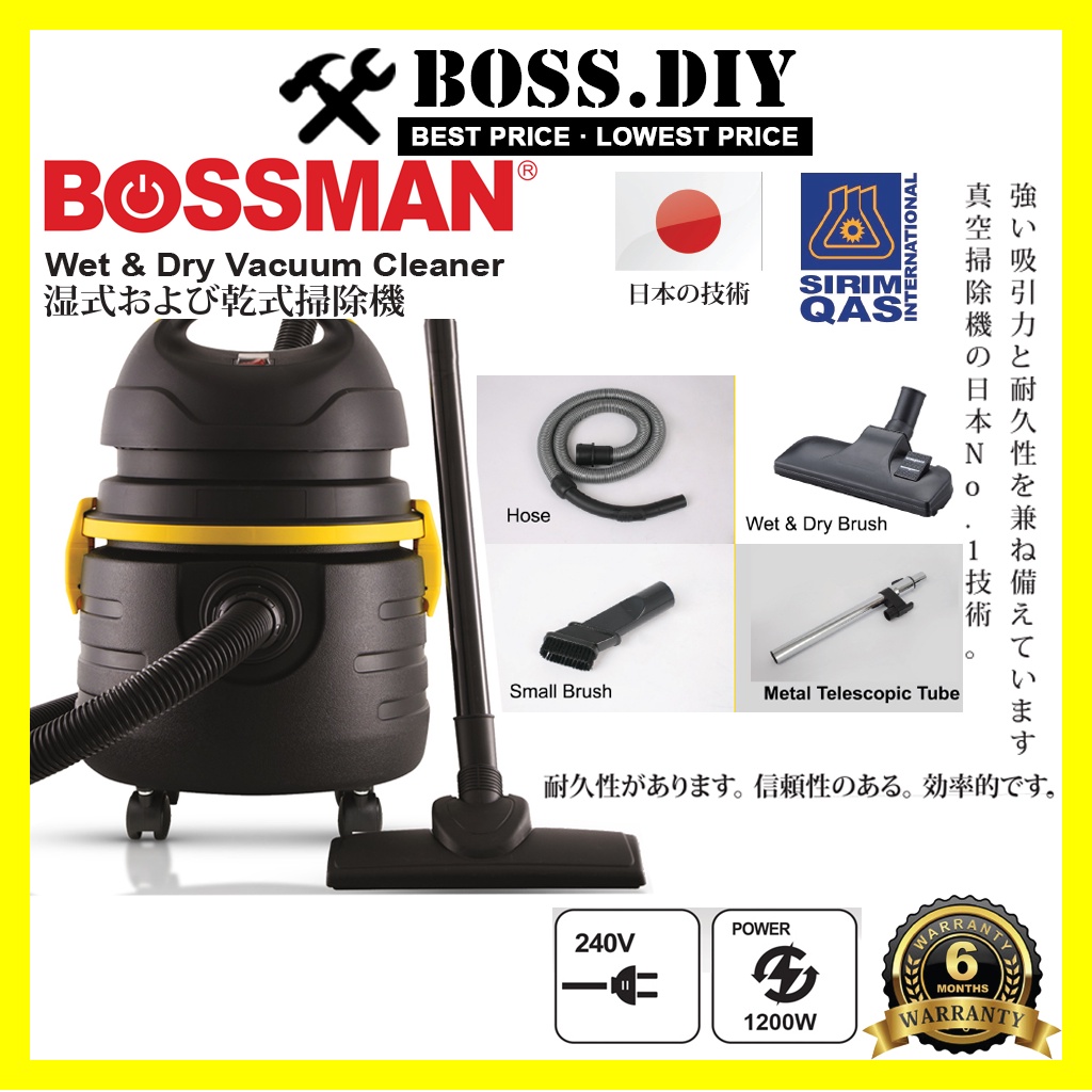 [NEW 3 IN 1] BOSSMAN BWD-17BL 17 Liter Wet And Dry Vacuum Cleaner (1300 ...