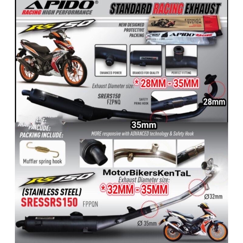 HONDA RS150 RSX RS V1-V2 APIDO STD RACING EXHAUST A-CLASS | Shopee Malaysia