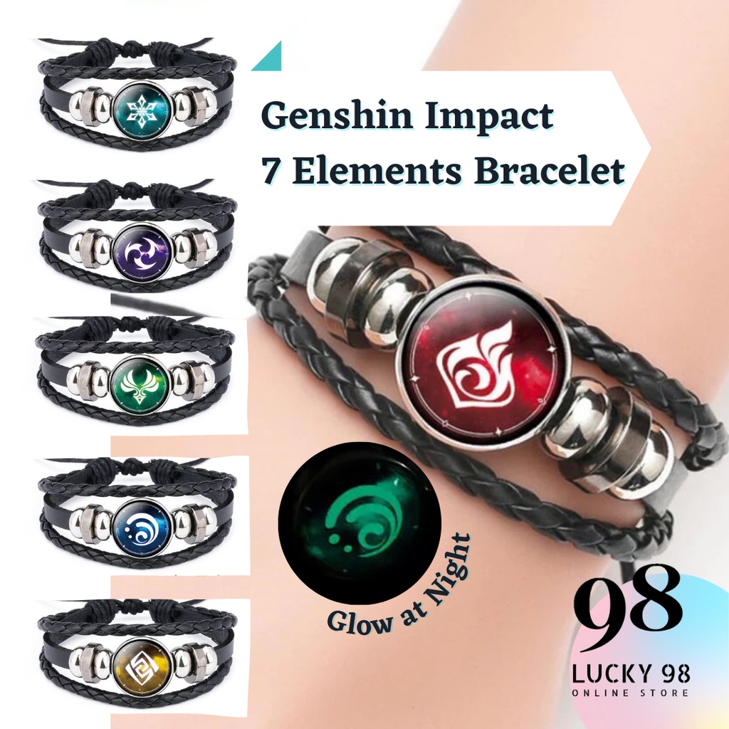 Genshin Impact Vision Bracelet adjustable leather Cosplay 7 Elements ...