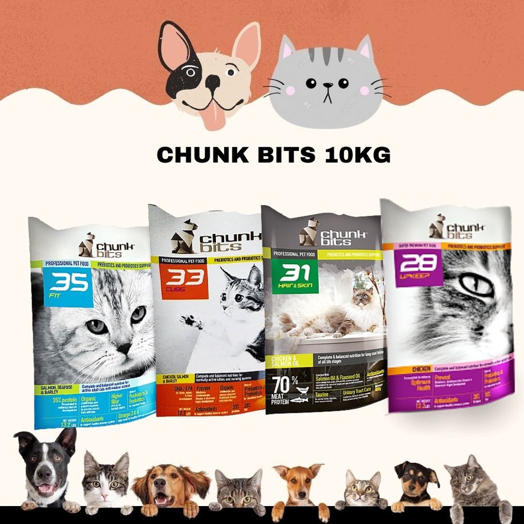Ready Stock Chunk Bits Dry Cat Food 10kg - Upkeep 28 Chicken, Hair and ...