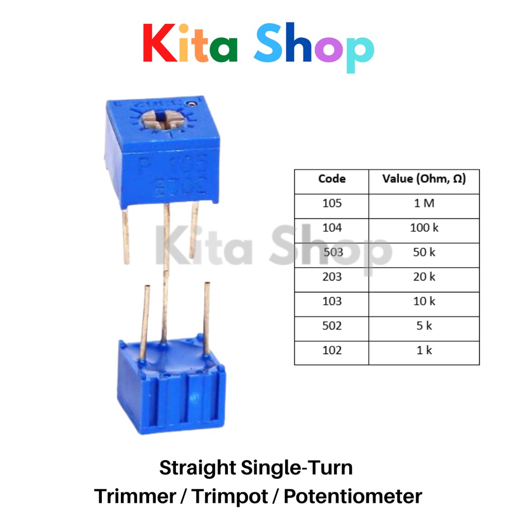 Straight Single-Turn Trimmer / Trimpot / Potentiometer | Shopee Malaysia