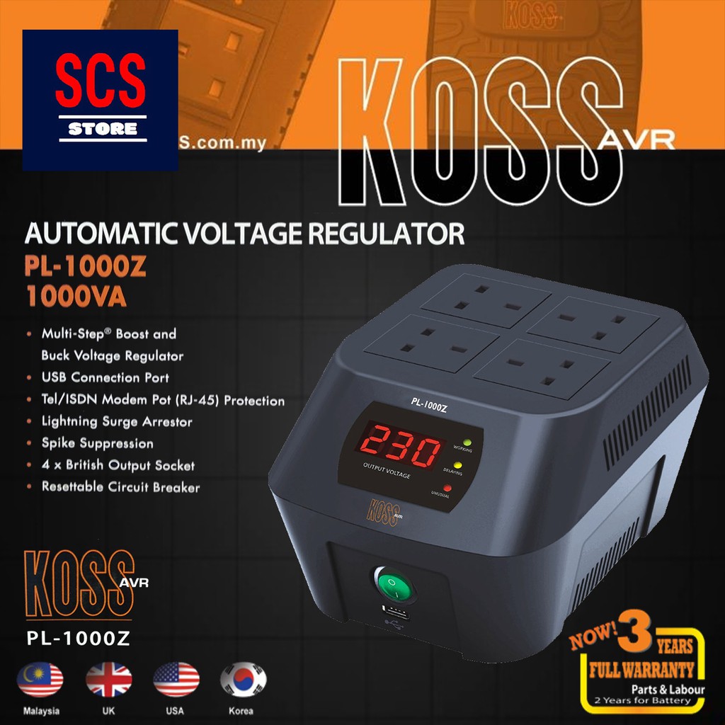 KOSS ACTIVA PL-800Z 800VA / PL-1000Z 1000VA AVR AUTOMATIC VOLTAGE ...
