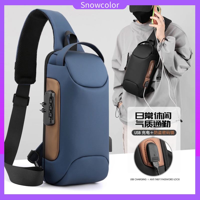 USB With Combination Lock Push Bag Beg Silang Lelaki Waist Chest Pouch ...