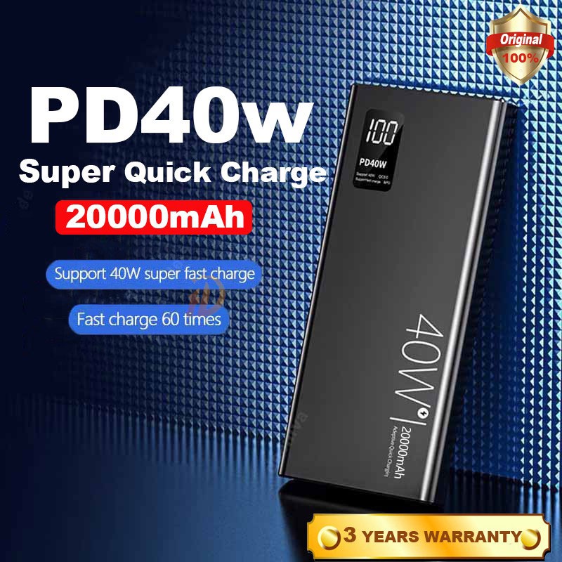 PD 40W Powerbank 20000mAh Super Fast Charge Powerbank Flash Charging ...