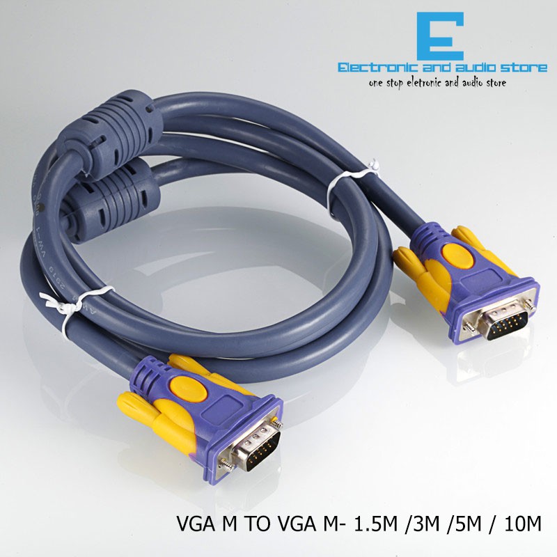 VGA 1.5M/ 3M/ 5M/ 10M VGA Cable 15pin Male to Male 3C+4 vga cable Monitor/ Projector | Shopee ...