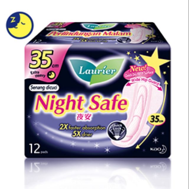 Laurier Soft Care Night Safe Wing 35CM 12'Sx2 | Shopee Malaysia