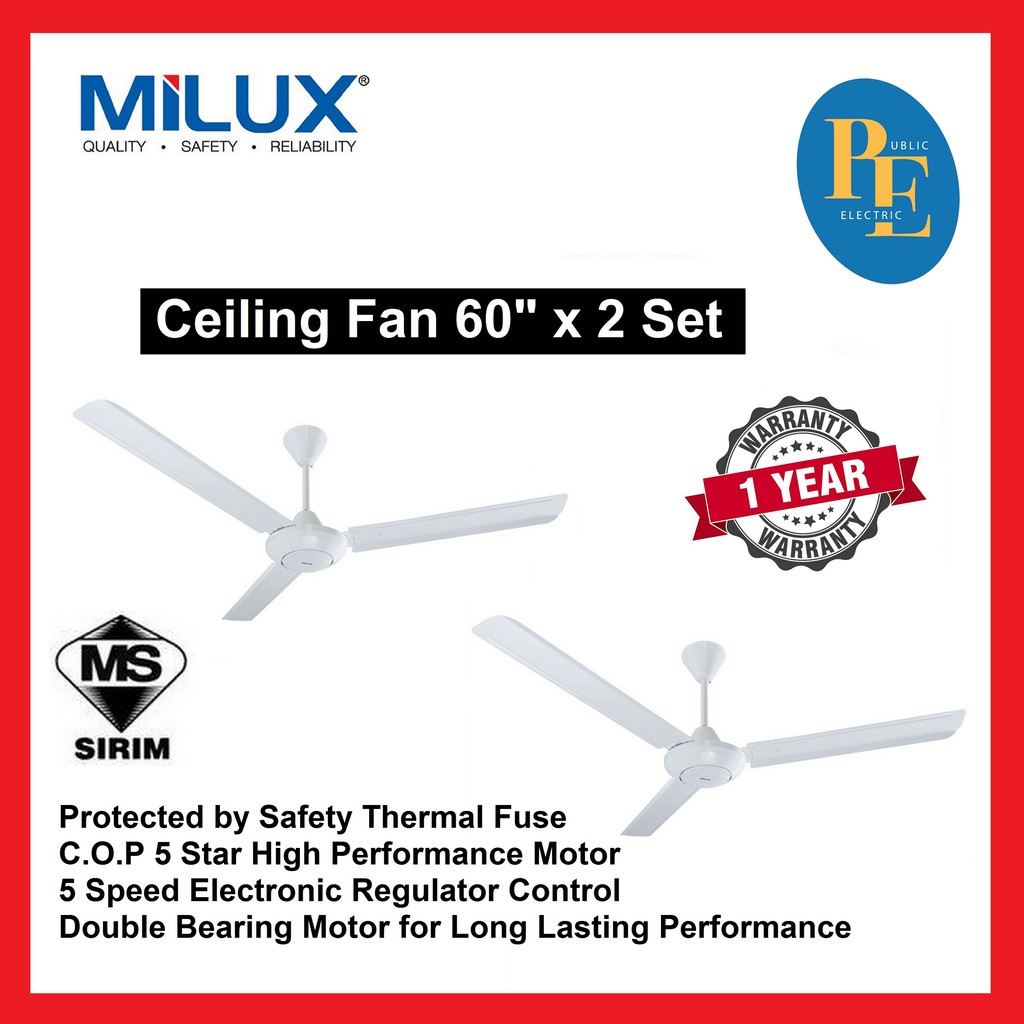 Milux 60" Regulator Type Ceiling Fan - MCF-6001 ( 2 Units ) | Shopee ...