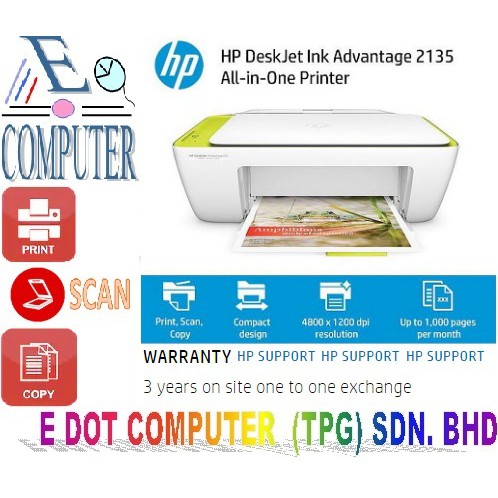 HP DeskJet Ink Advantage 2135 All-in-One Printer ( ORIGINAL FULL SET ) ~ " 3YearWarranty 1-to-1 ...