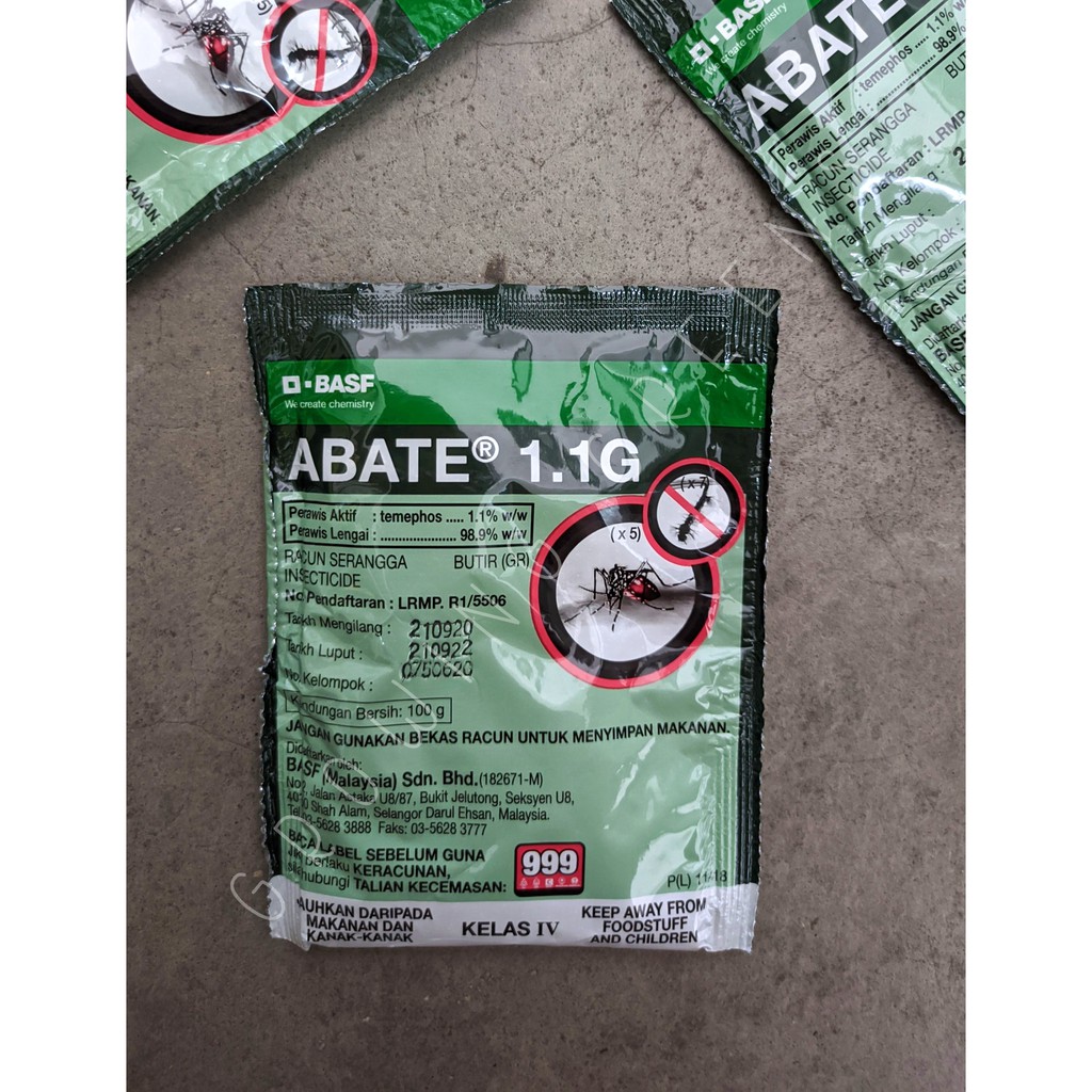 BASF Abate 1.1G Mosquito Larvae Killer 100g / BASF Abate 1.1G Pembasmi Nyamuk dan Larva 100g ...