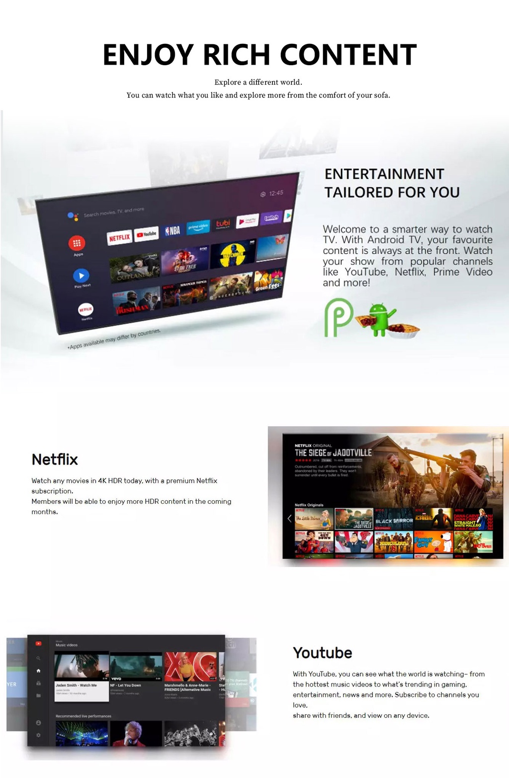 WEYON Smart TV 43 inch /TV 40 inch LED TV Powered By Android O.S 9.0 ...