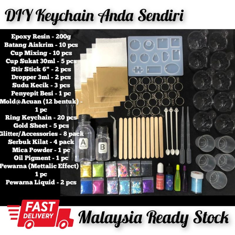 Set Lengkap Epoxy Resin Set AB / DIY Gam Keychain | Shopee Malaysia