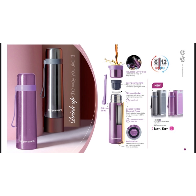 Tupperware Duo Tup Thermal Flask 500ml 1pcs | Shopee Malaysia