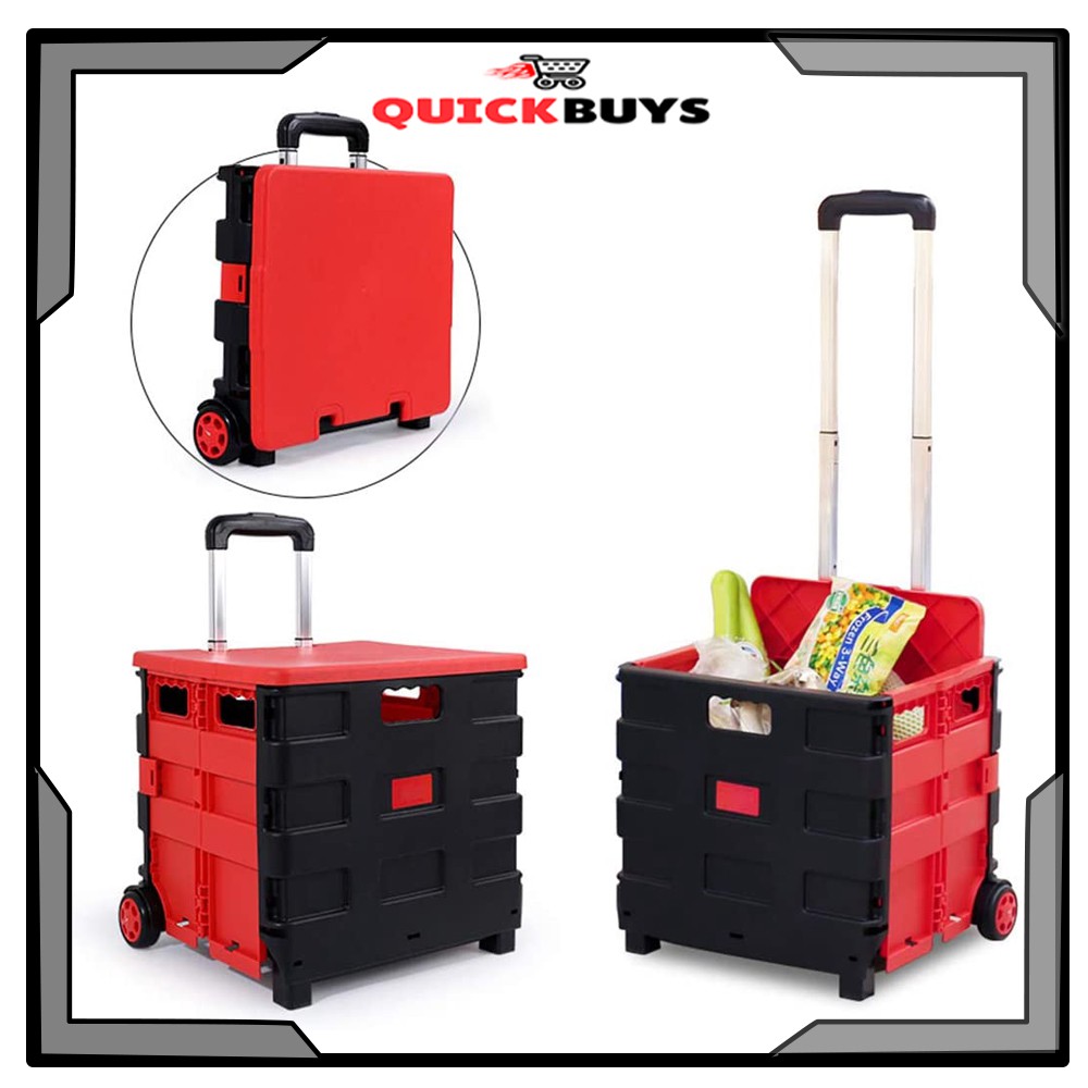 Folding Shopping Cart 35L Trolley with Wheels Load 25KG Fishing ...