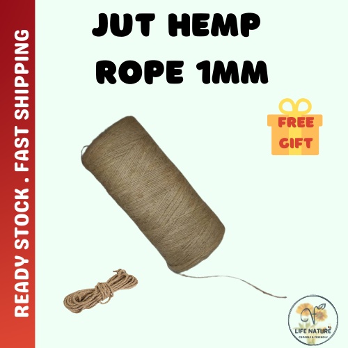 NATURAL JUT HEMP ROPE TALI GUNI HATARAN 1mm CRAFT DIY MAKING FROM Im ...