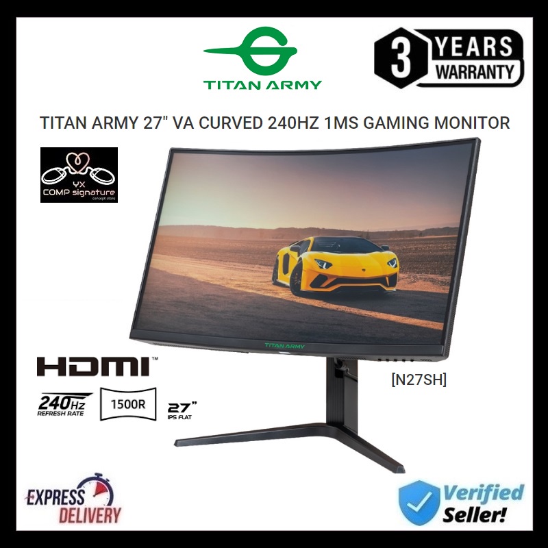 TITAN ARMY 27" VA CURVED 240HZ 1MS GAMING MONITOR [N27SH] | Shopee Malaysia