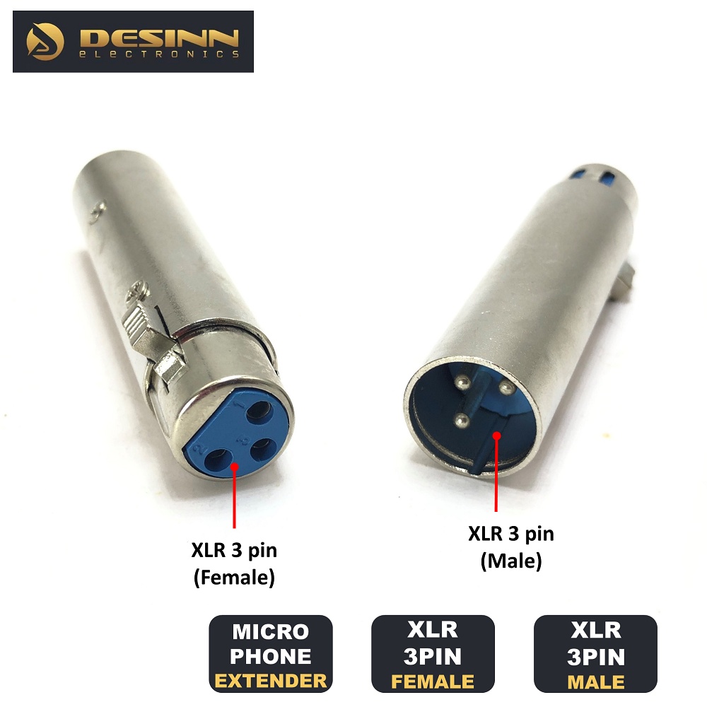 XLR 3 Pin Female to XLR 3 Pin Male Adaptor Silver Microphone Audio PA ...