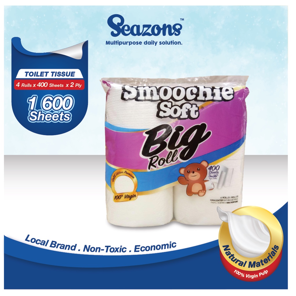 Smoochie Soft Toilet Paper 1600's (400's x 4 rolls) | Shopee Malaysia