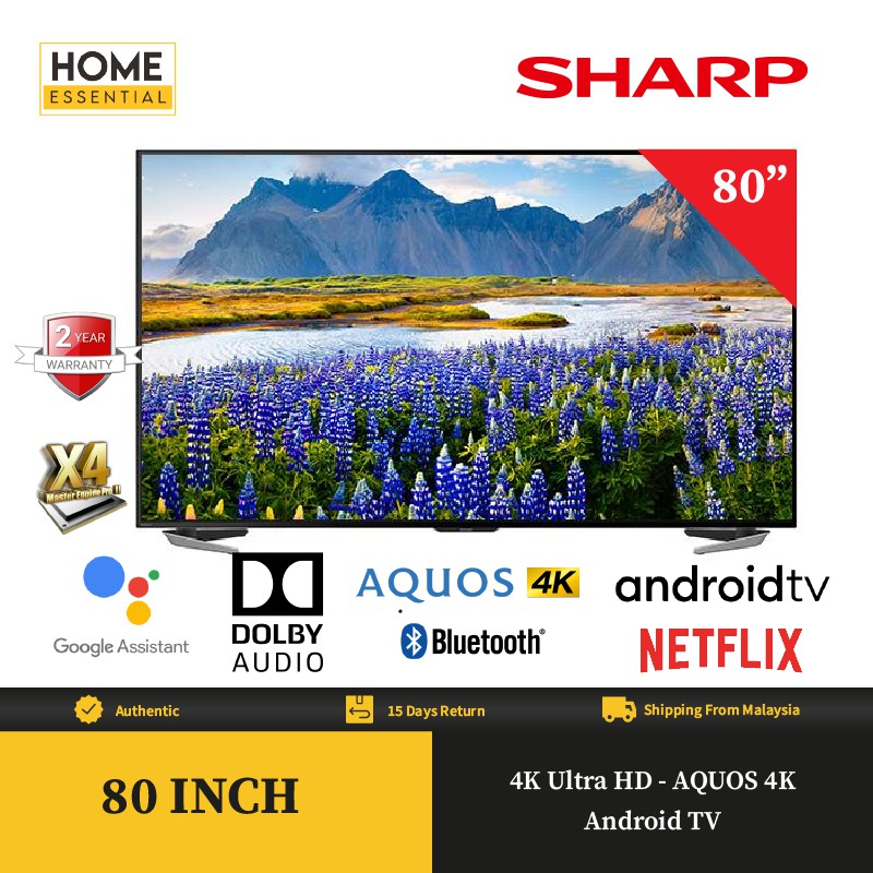 SHARP 80 inch 4K UHD Android TV 4TC80CL1X | Shopee Malaysia