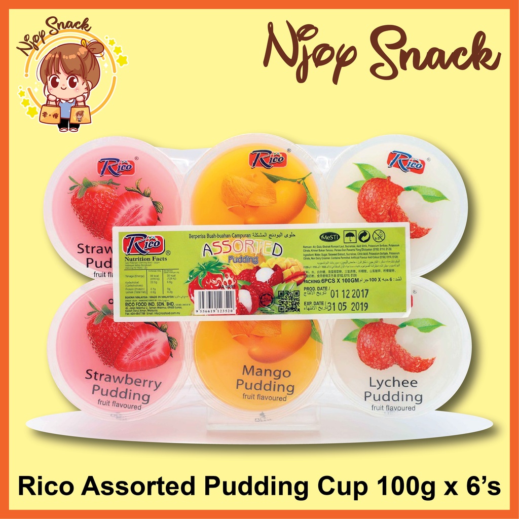 100g x 6's RICO ASSORTED PUDDING CUP (MIX FLAVOUR) | Shopee Malaysia