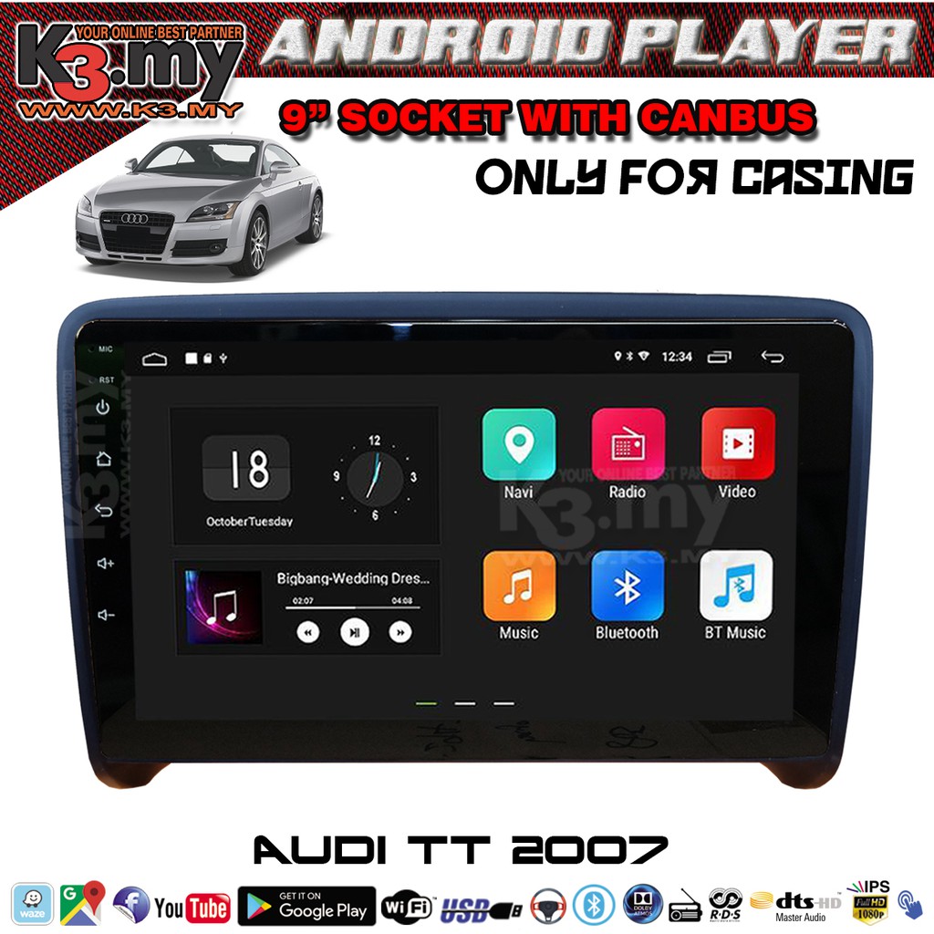 Audi TT 2007 2008 2009 2010 2011 2012 20134 9'' Android Player GPS Waze ...