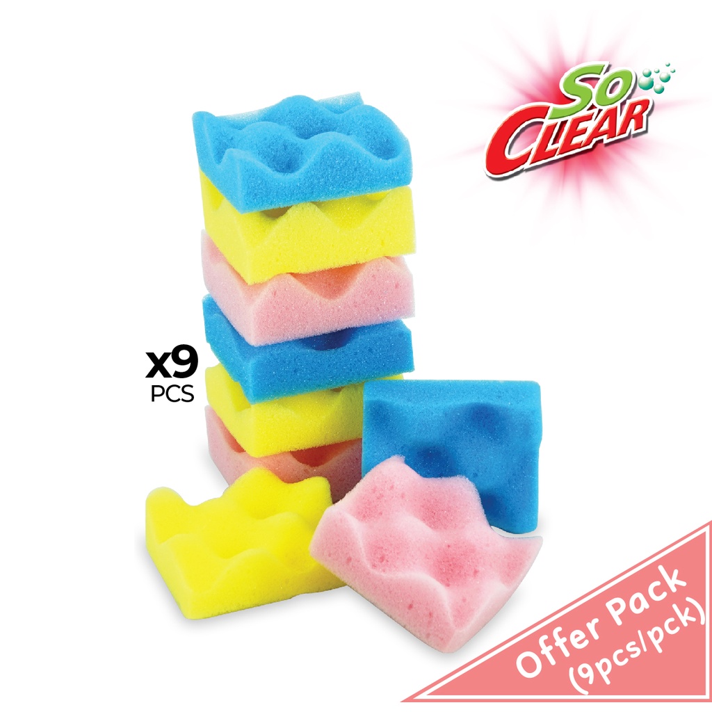 SO CLEAR BASIC 5,9Pcs/Pack Non-Scratch Dishwash Sponge, Multi-Purpose ...