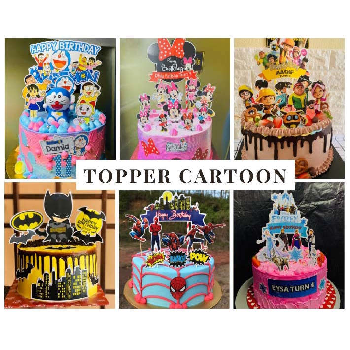 Topper kek harijadi kartun/ Topper Cake Birthday cartoon | Shopee Malaysia