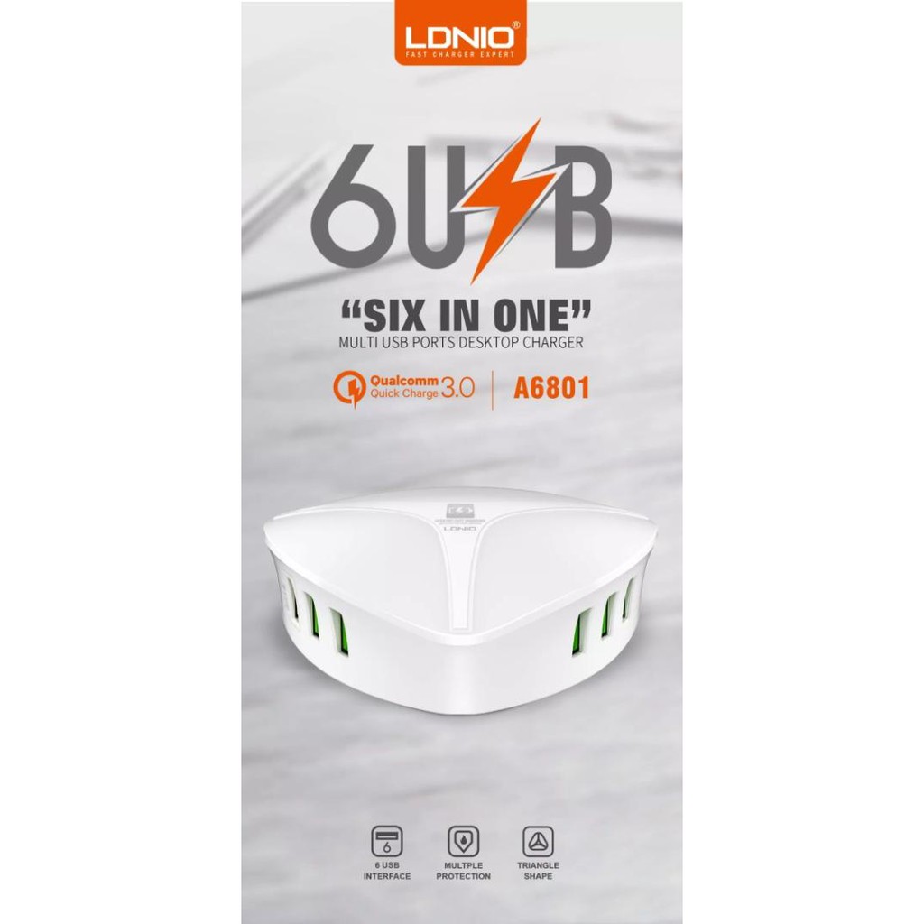LDNIO MULTI USB 6 DESKTOP FAST CHAGING A6801 | Shopee Malaysia