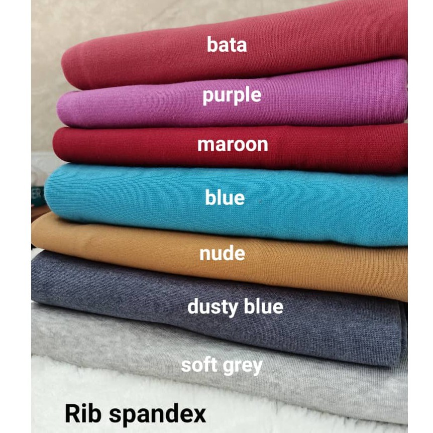 Kain rib / knit cotton/ Rib spandex bidang 58 hingga 76 - Ready stock # ...