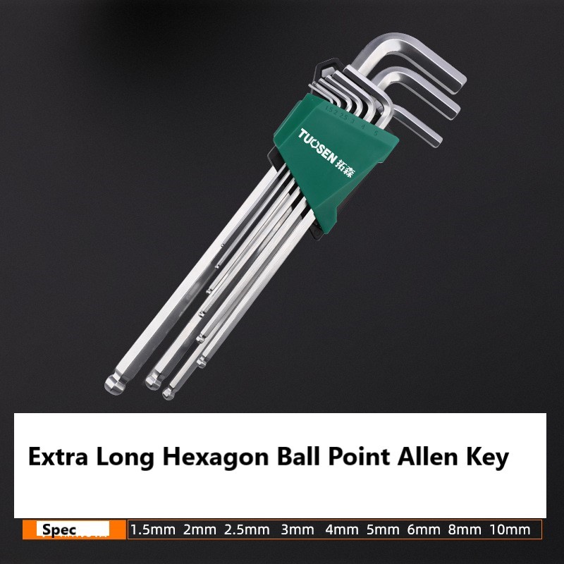 HEAVY DUTY EXTRA LONG 9PCS BALL POINT HEXAGON ALLEN KEY SET (BALL POINT ...